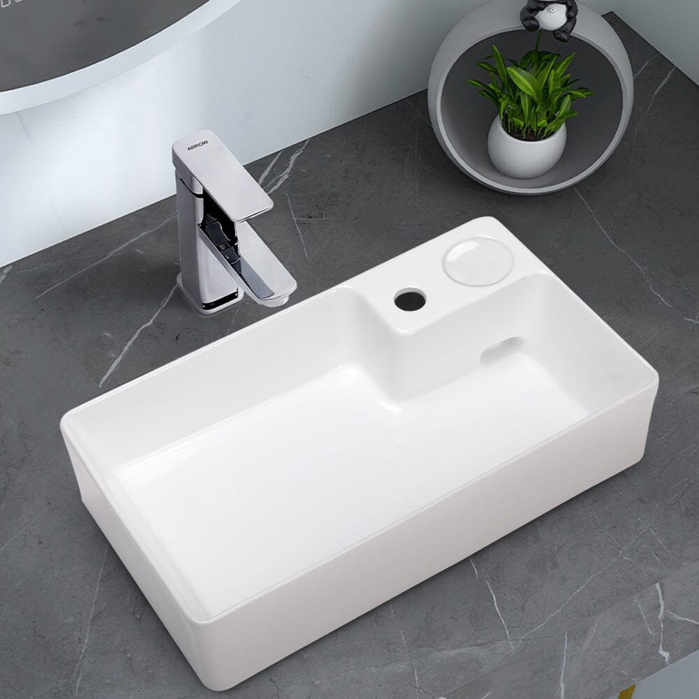 58cm W Bathroom Ceramic White Square Sink – sorangLtd