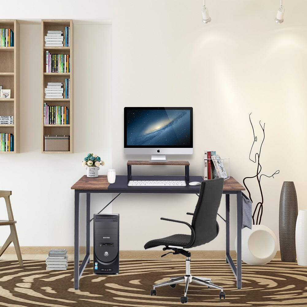 Computer Desk with Elevated Iron Frame and Fabric Storage – sorangLtd