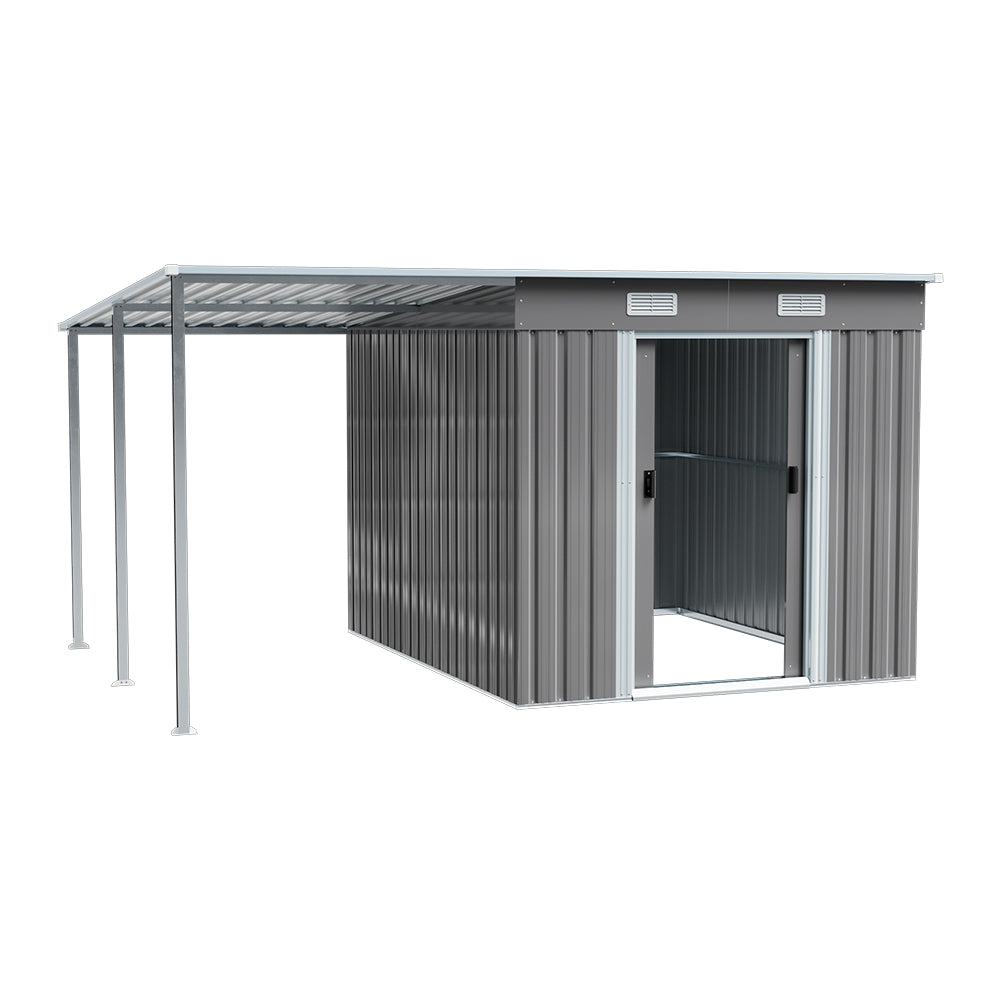 5.5x7.5FT Flat Roof Tool Shed with Side Canopy – sorangLtd