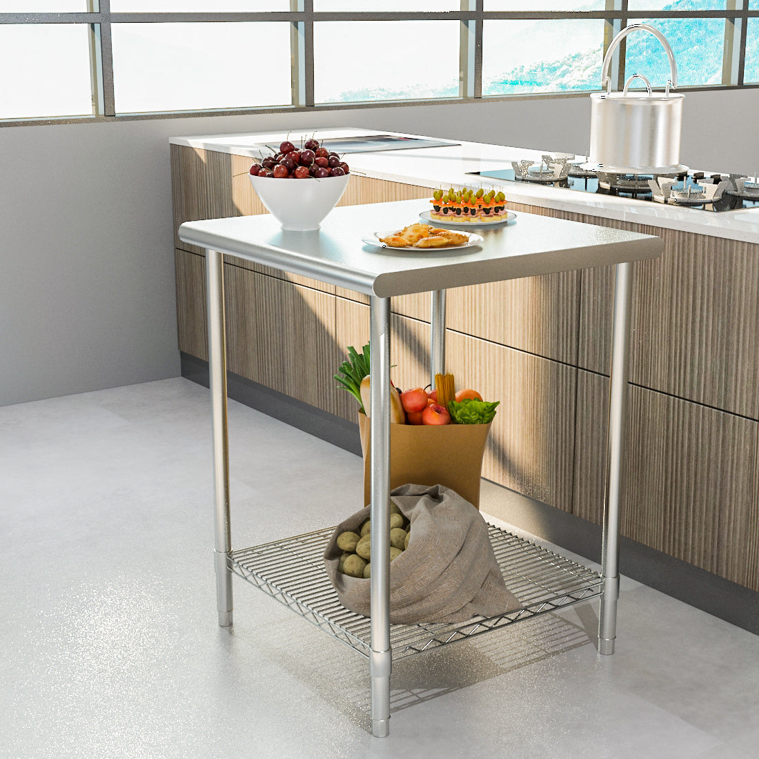 Kitchen Prep Table Work Bench Stainless Steel Kitchen Catering Table ...