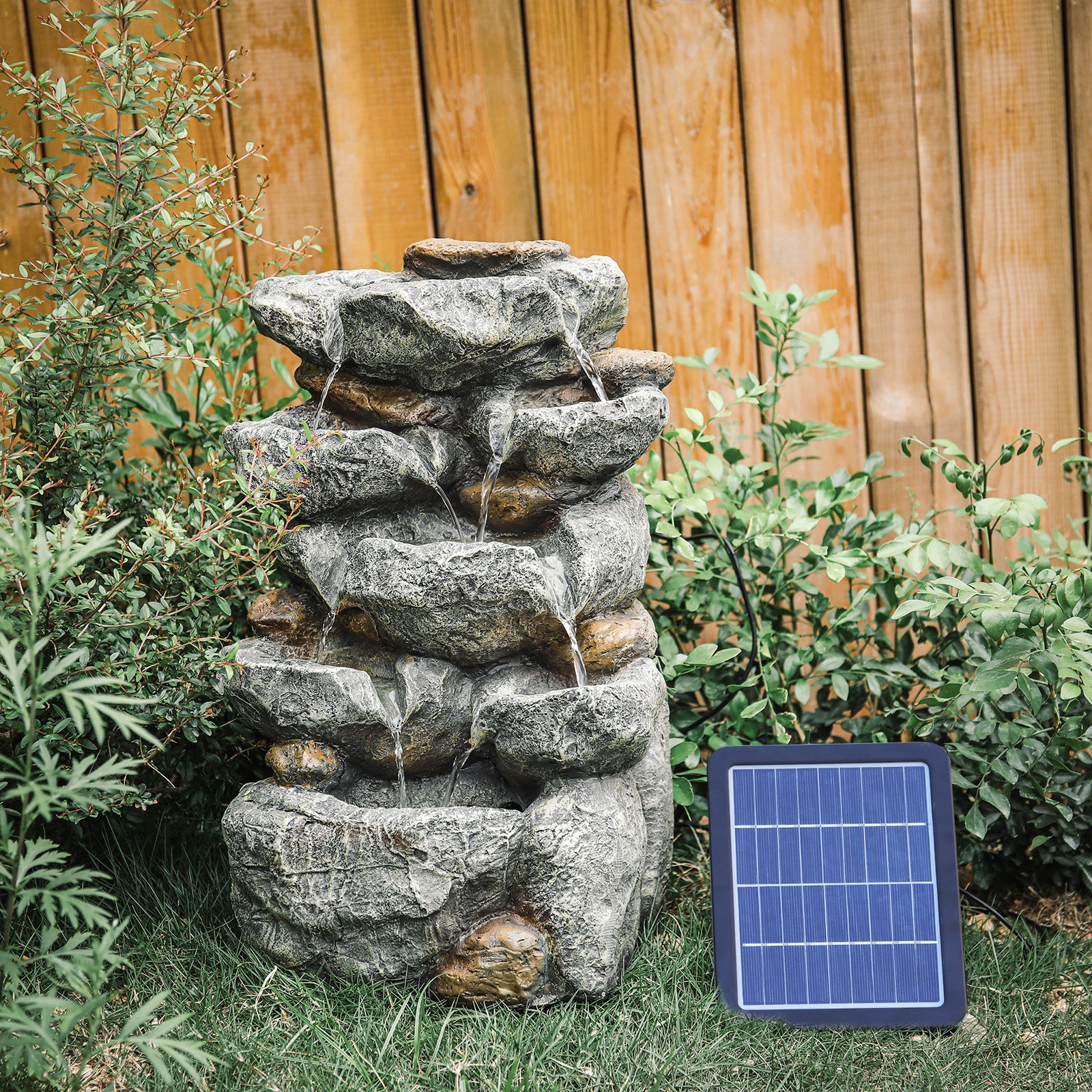 Outdoor Fountain Water Feature Waterfall Solar Powered – sorangLtd