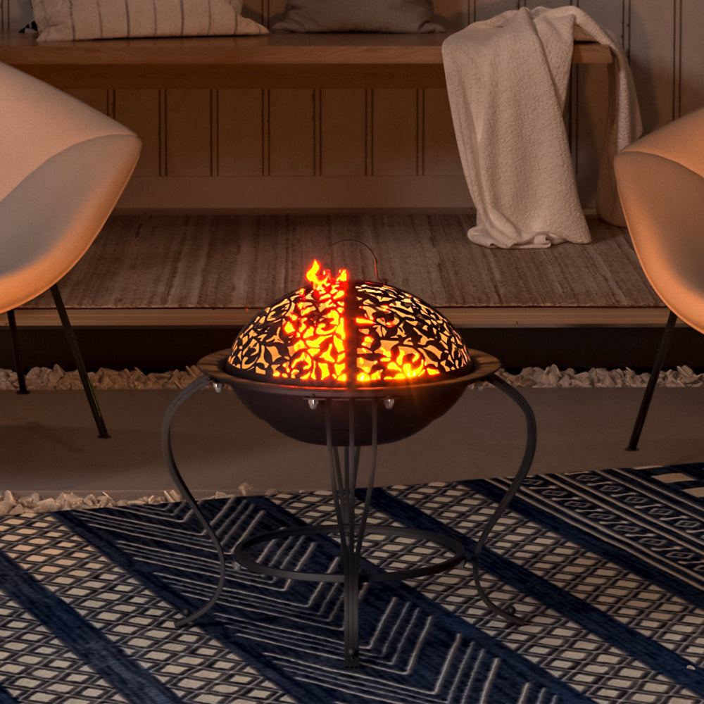 Round Fire Pit Garden Patio Heater Brazier with Poker – sorangLtd