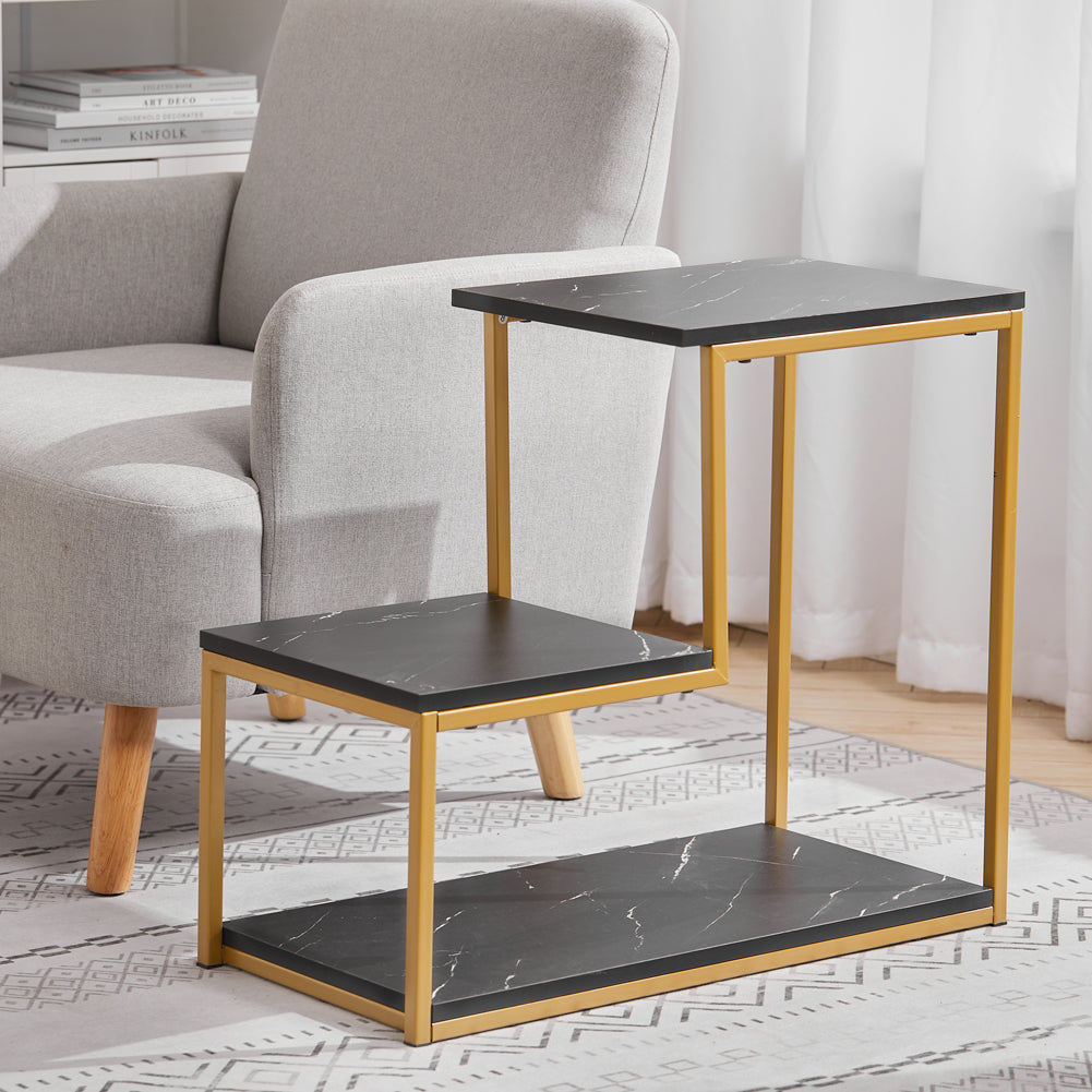 3 Tier L-Shaped Coffee End Side Table Storage Shelf-4 colors – sorangLtd