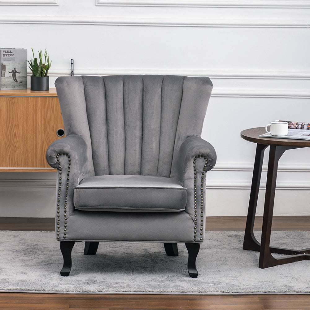 Velvet Pleated Wingback Armchair – sorangLtd
