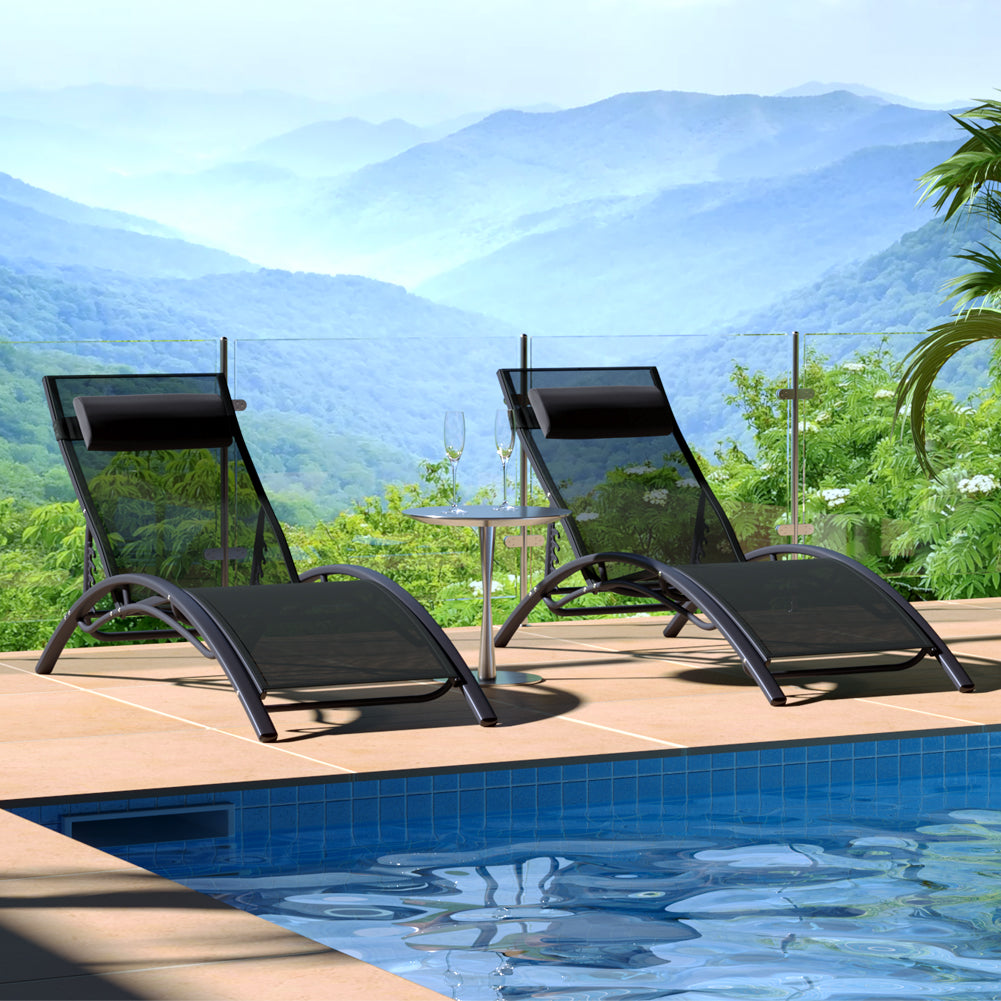 Set of 2 Garden sun lounger with cushion, Sun lounger Recliner – sorangLtd