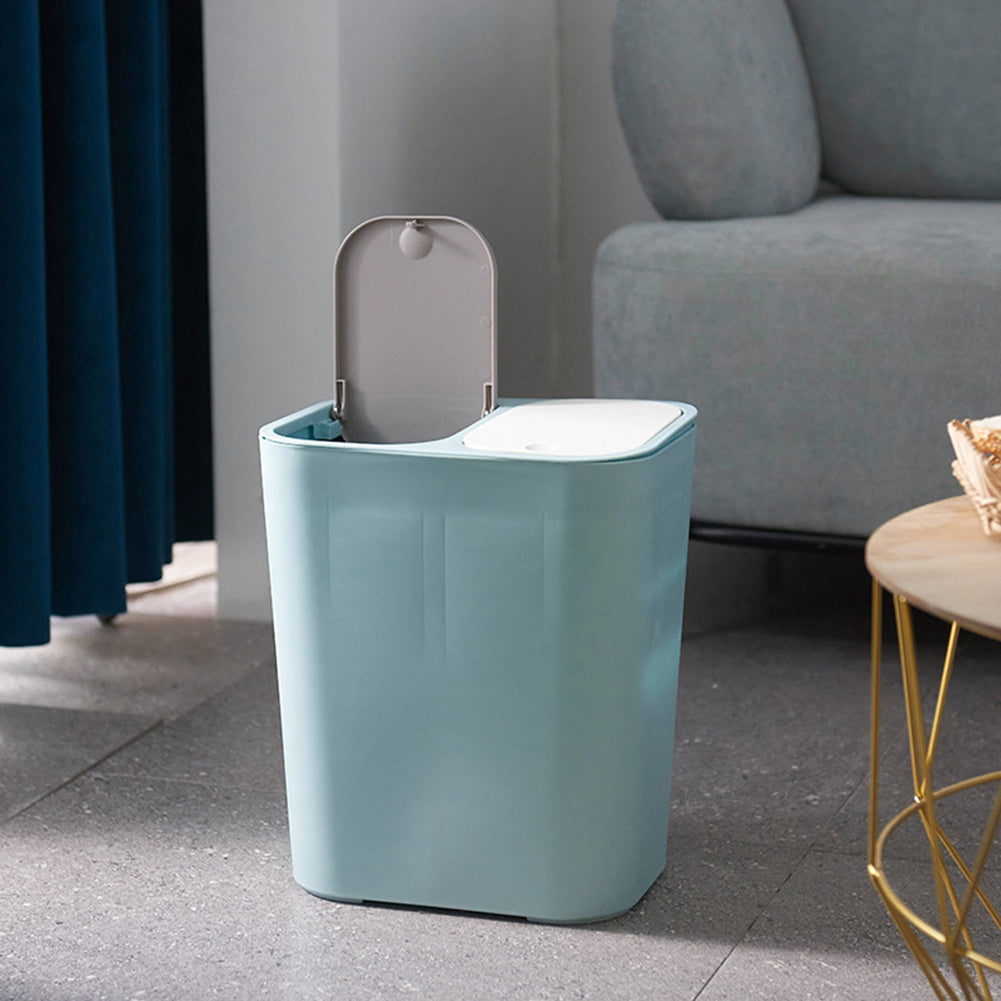 12 Liter Trash Can Dustbin Push-Button Dual Compartment Waste Bin Kitc ...