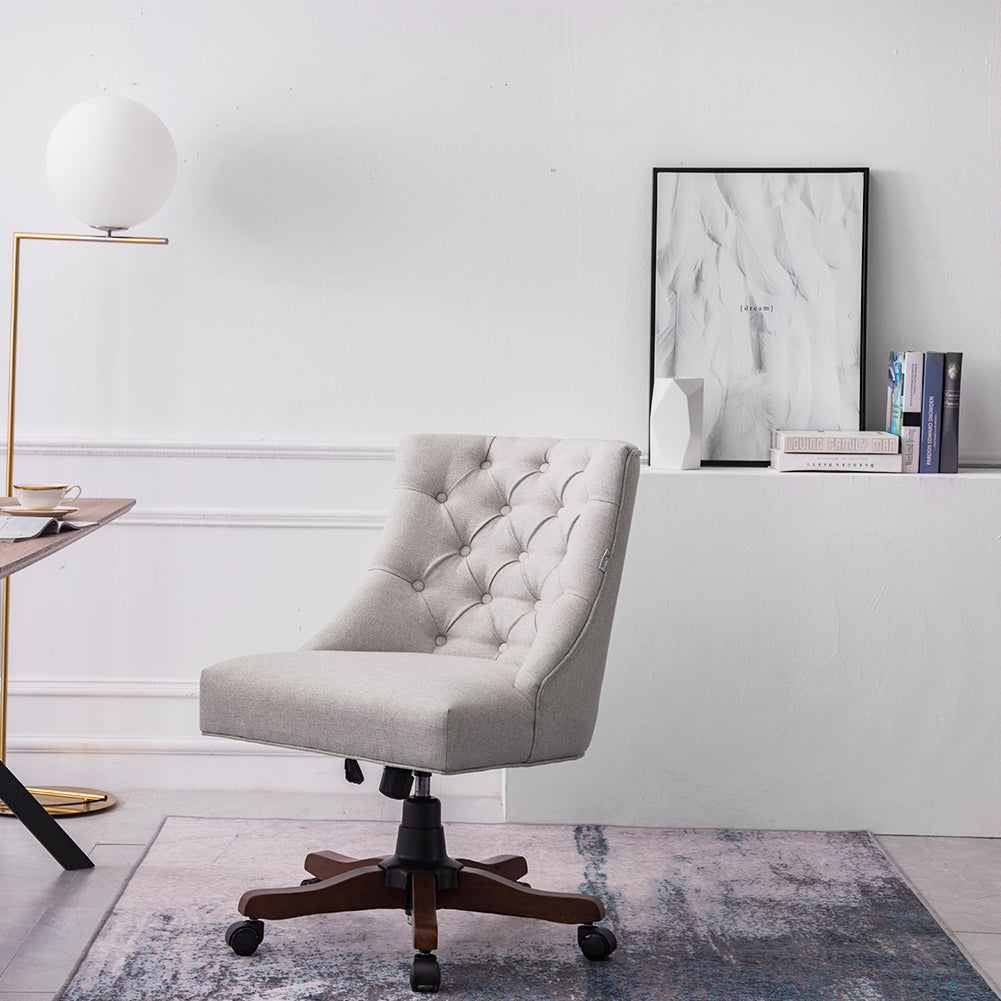 Linen Adjustable Swivel Office Chair Computer Desk Task Chairs – sorangLtd